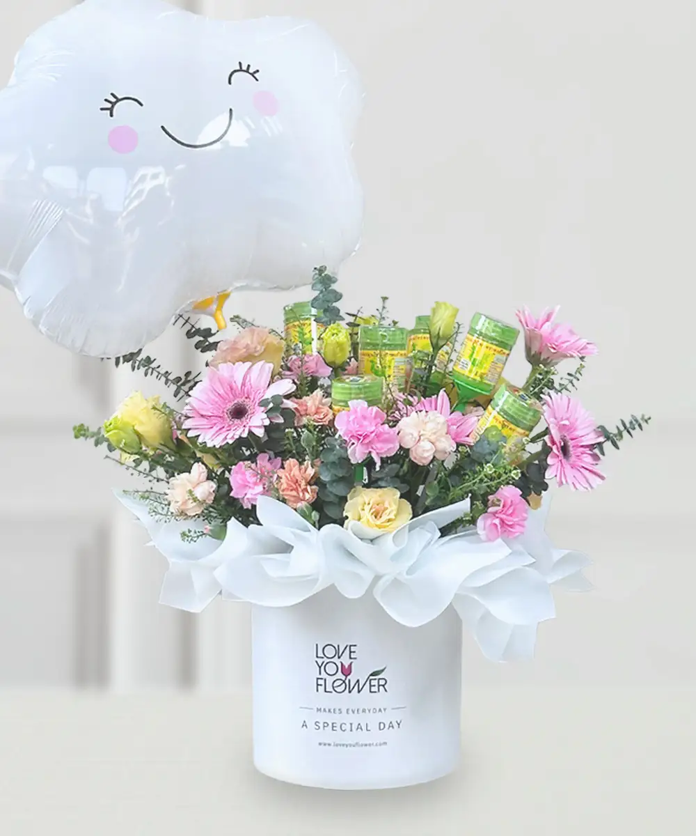 Fresh Flower Box & Hongthai Herbal Inhaler with Cloud Balloon